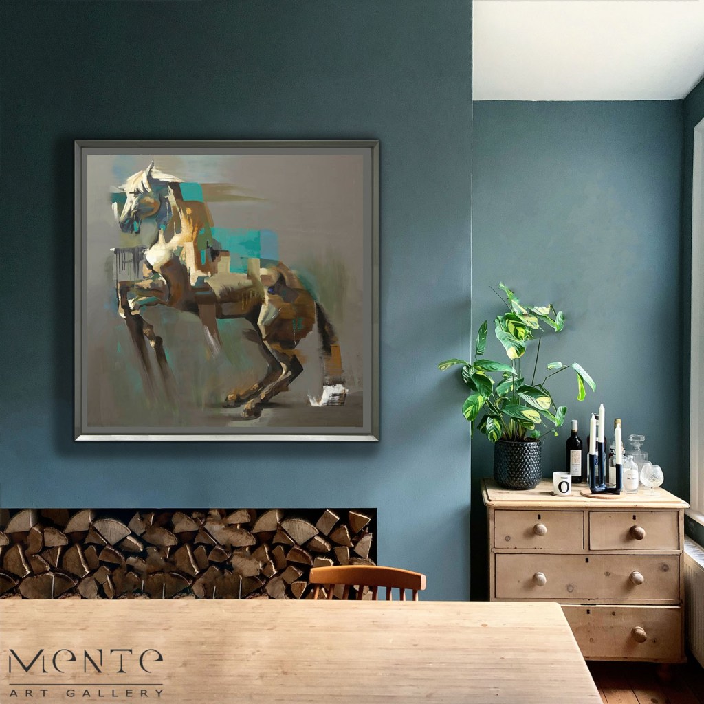 GALLOPING HORSE Abstract Painting – Handmade Art | Mente Art Gallery