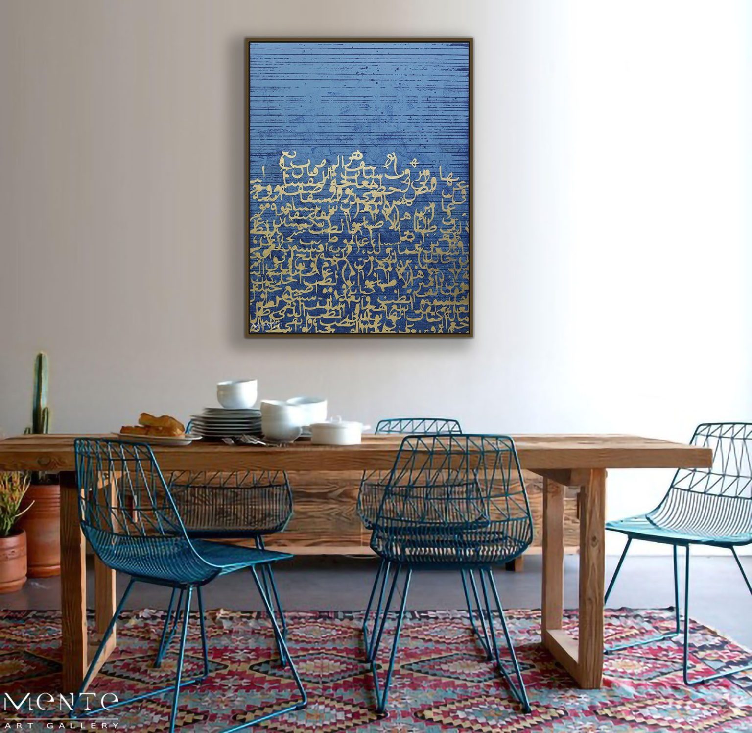 PERSIAN WORD – Gold Arabic Calligraphy on Blue Canvas | Mente Art Gallery